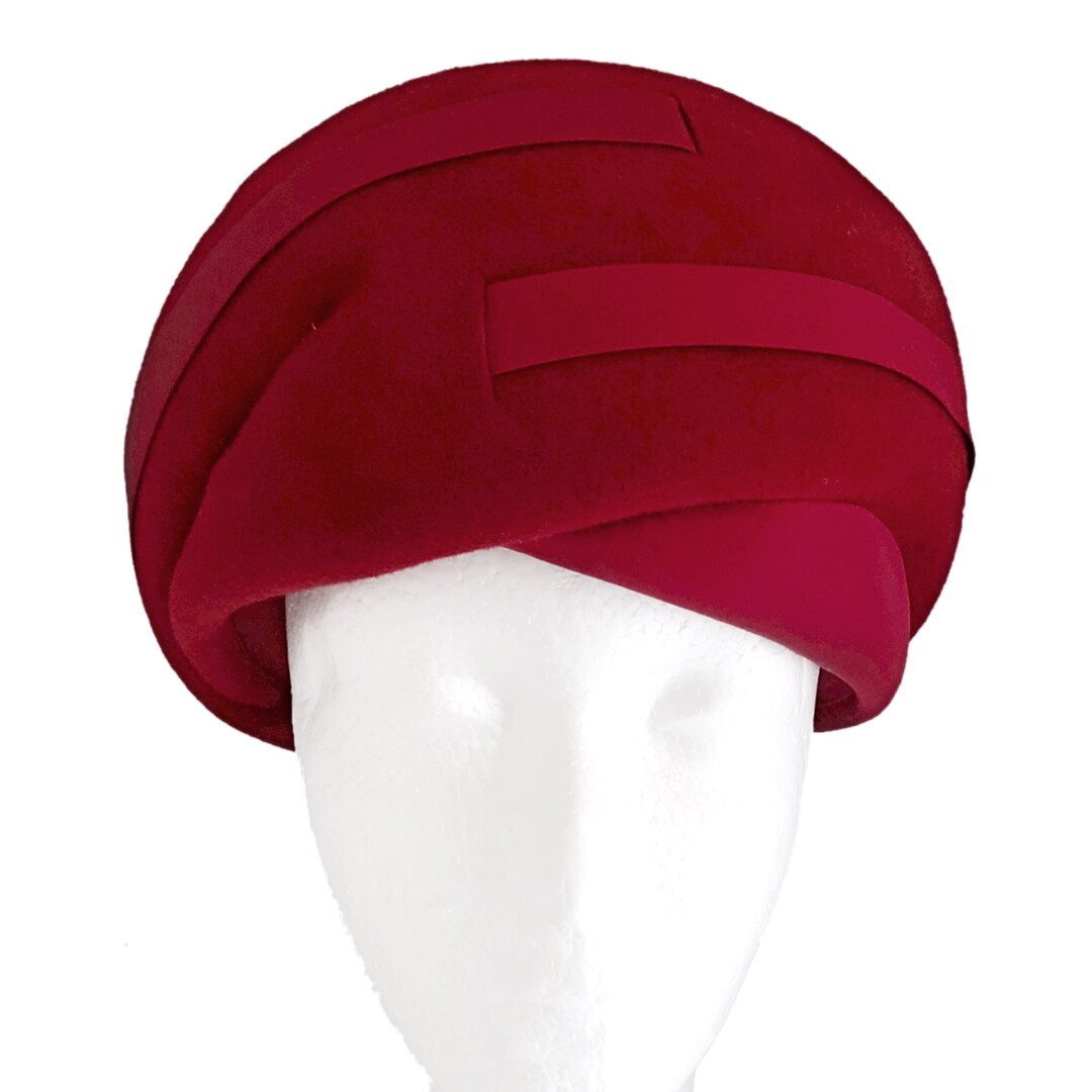 Vintage Red Turban Hat, Velour With Satin Ribbon Detail, by Sitlers ...