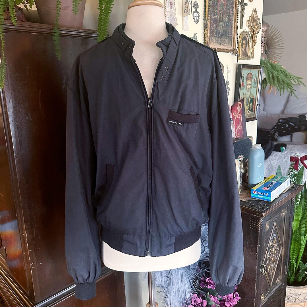 Vintage Members Only Jacket - Black 1980s Fashion (size 44) - Etsy