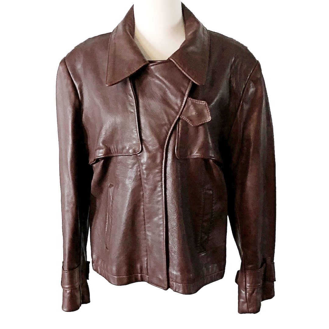 Vintage Ladies Aviator, Bomber Jacket, Brown Leather by Perrone, Flight ...