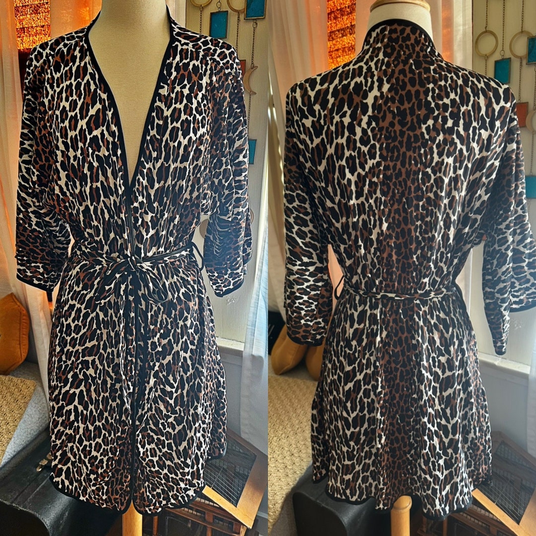 Vintage Leopard Print Robe, Vintage Lingerie, Animal Print Robe ...