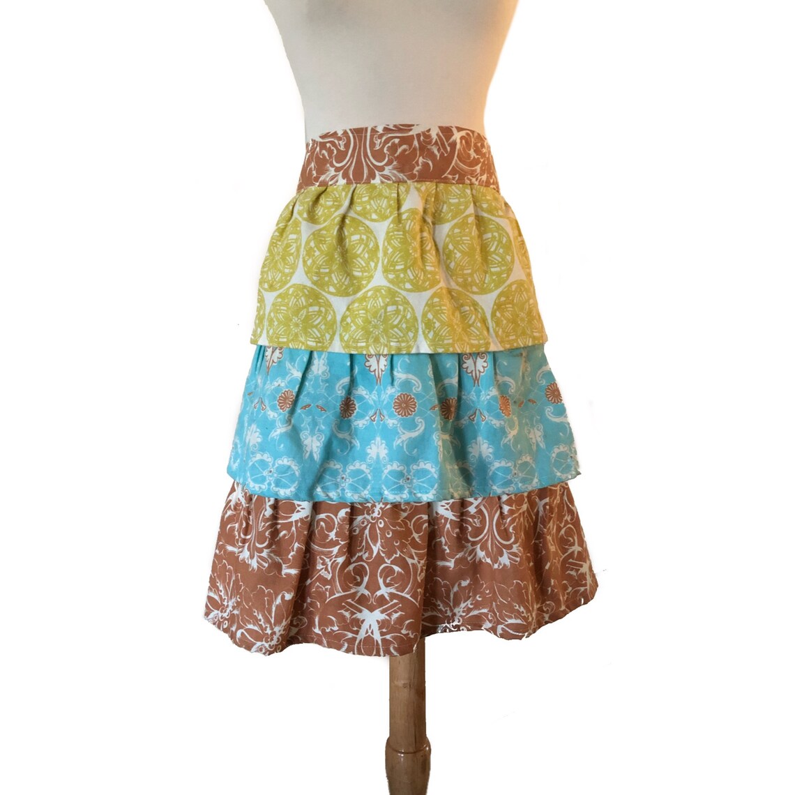 Vintage Apron Embroidered Peach Yellow Blue and Brown - Etsy