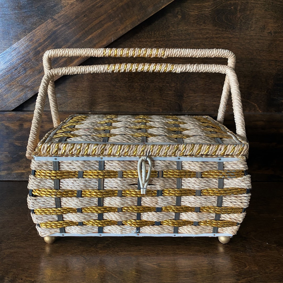 Vintage Sewing Box, Music Box Sewing Basket, Vintage Sewing Storage ...