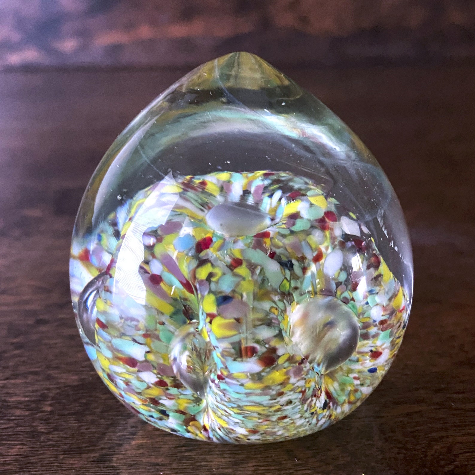 Vintage Glass Paperweight Multicolored Teardrop Shape - Etsy