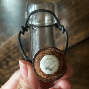 Antique Glass Bottle With Porcelain Top and Metal Bail, Hutter Stopper ...