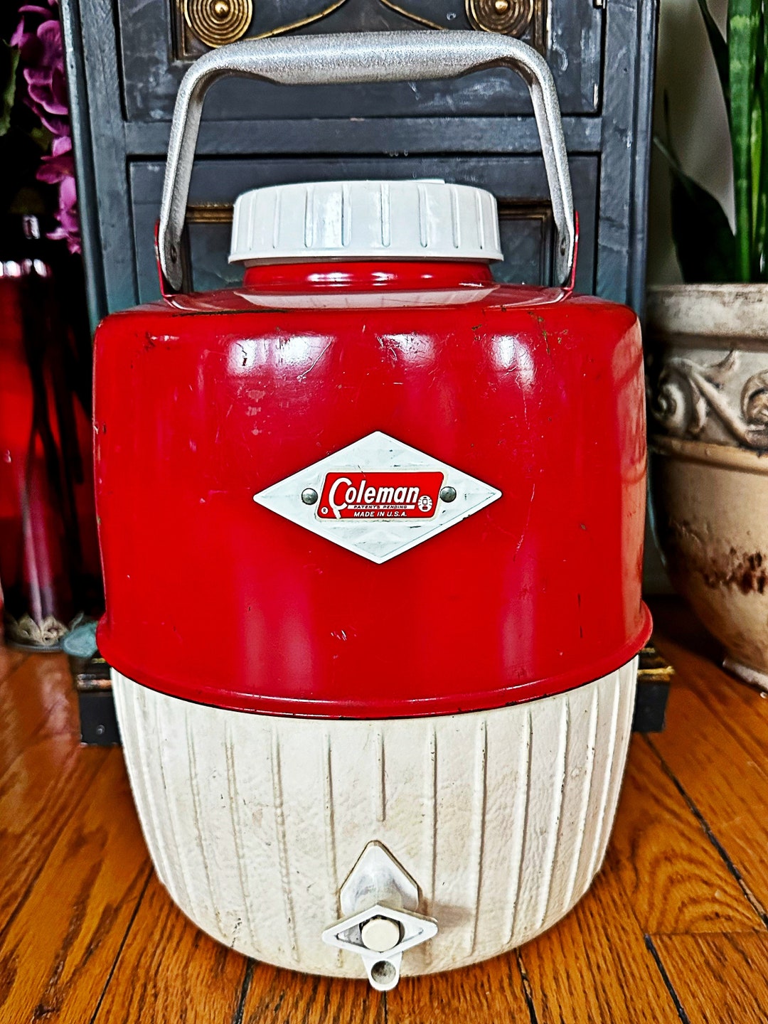 Vintage Coleman Red 1960's, Diamond Logo Water Jug, 2 Gallon Beverage ...