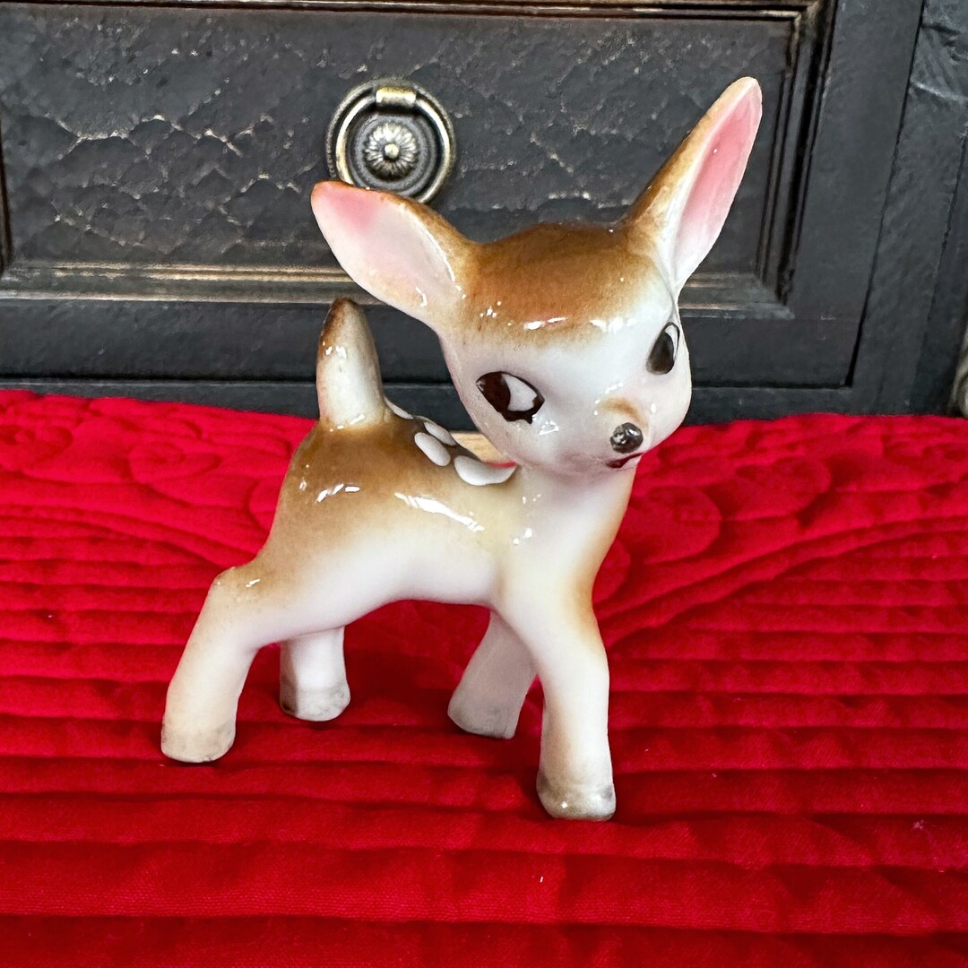 Vintage Big Eyed Deer Figurine, Mid Century Kitsch, Made in Japan ...