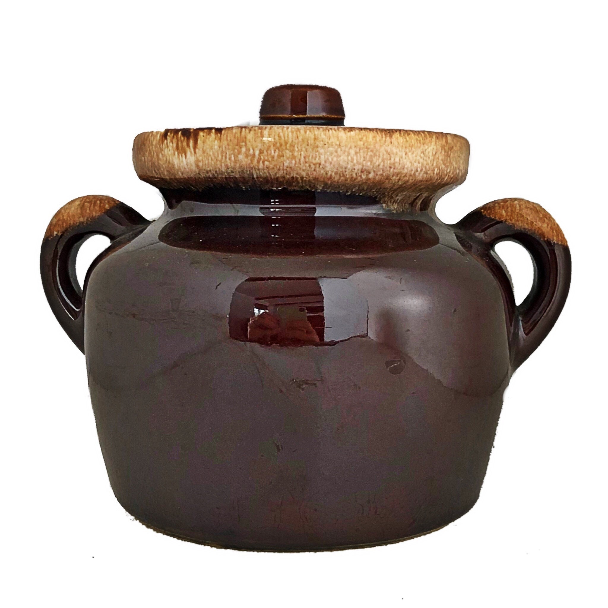 Vintage McCoy brown drip bean pot with lid cookie jar 341 | Etsy