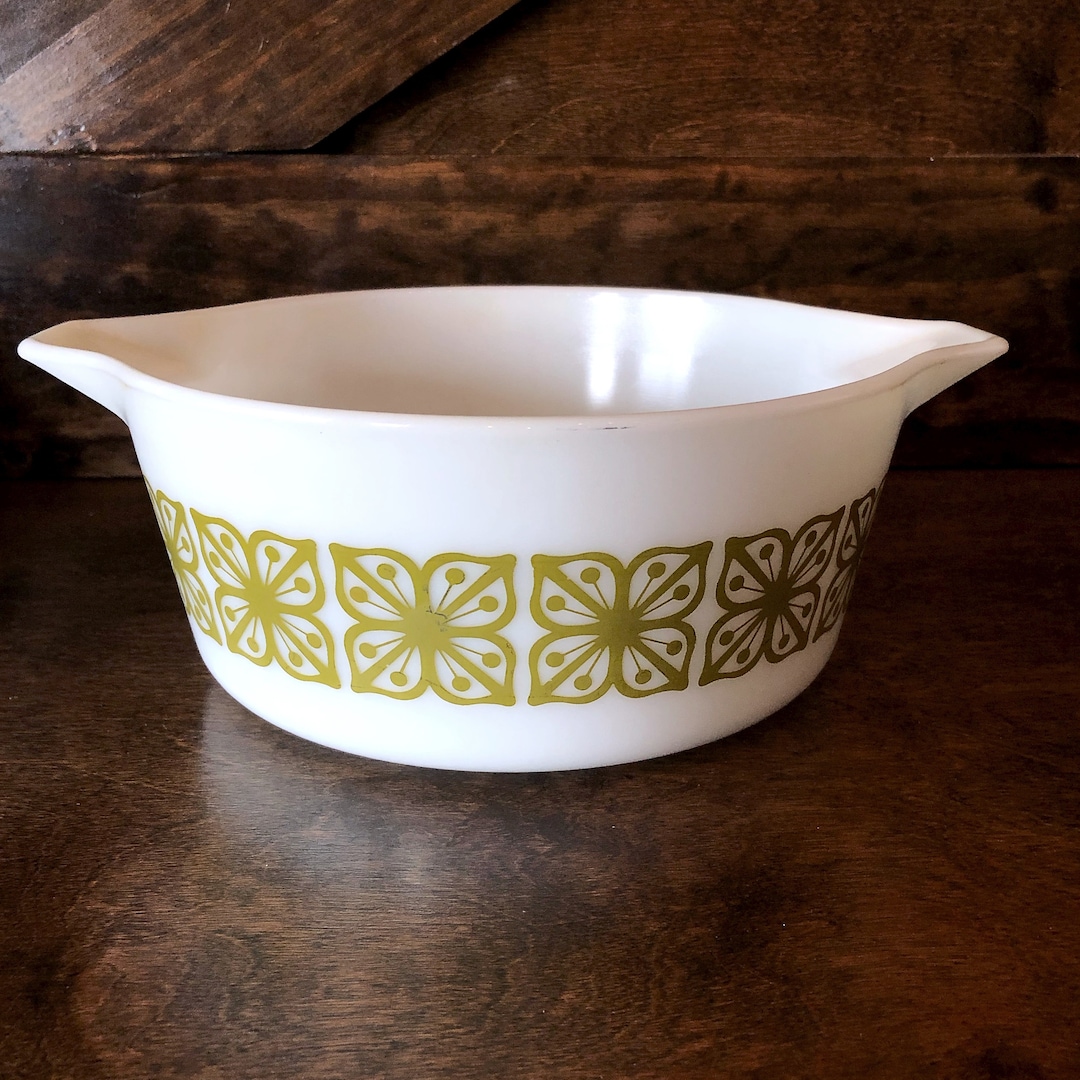 Vintage Pyrex Autumn Floral verde Pattern Avocado Green on - Etsy