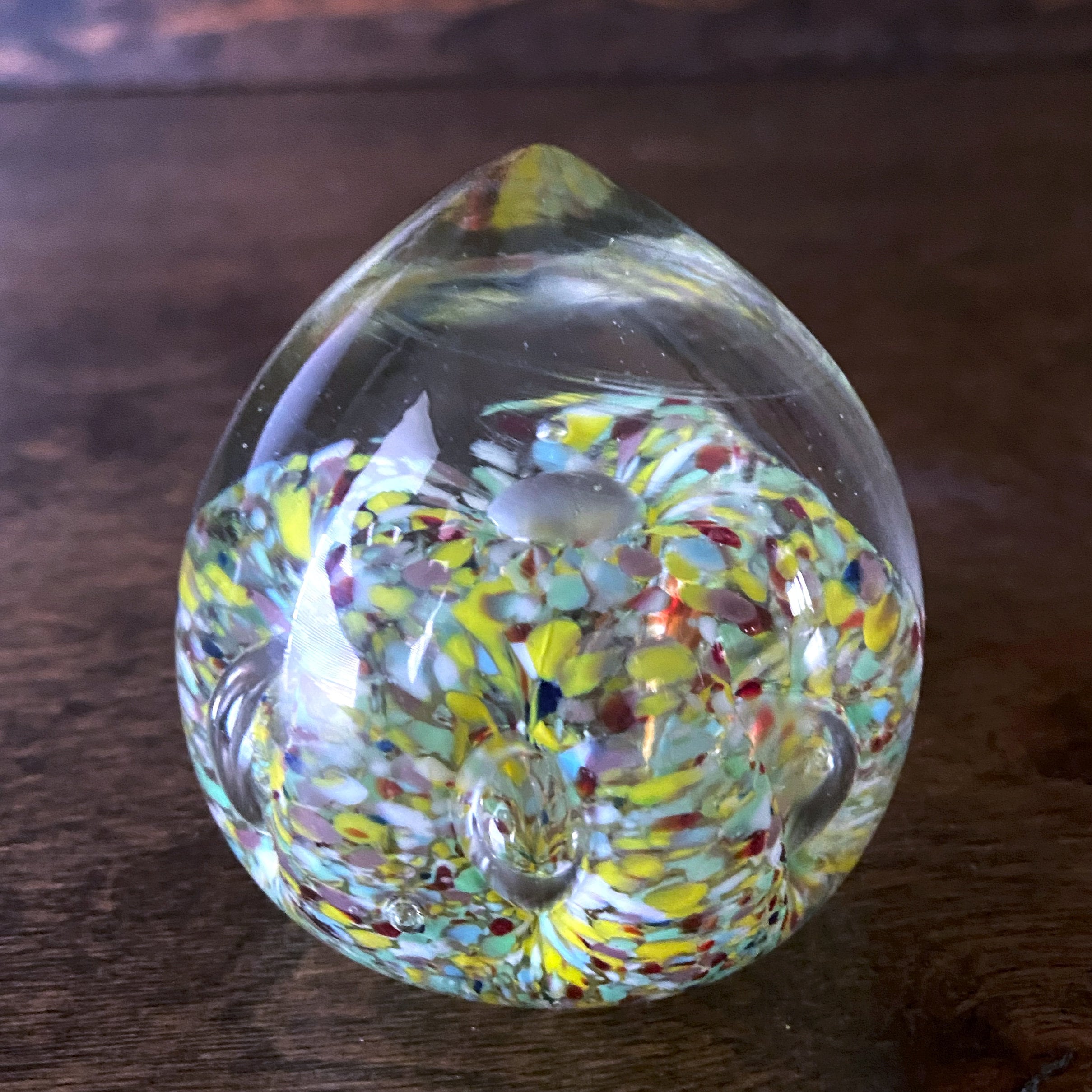 Vintage glass paperweight multicolored teardrop shape | Etsy