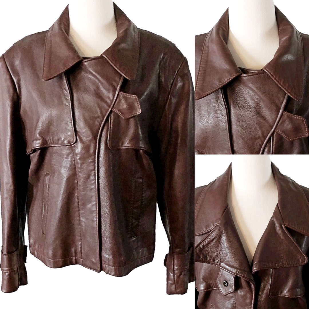 Vintage Ladies Aviator, Bomber Jacket, Brown Leather by Perrone, Flight ...