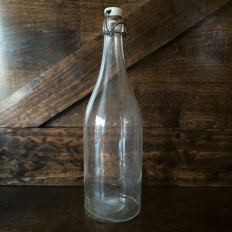 Antique Glass Bottle With Porcelain Top and Metal Bail Hutter - Etsy