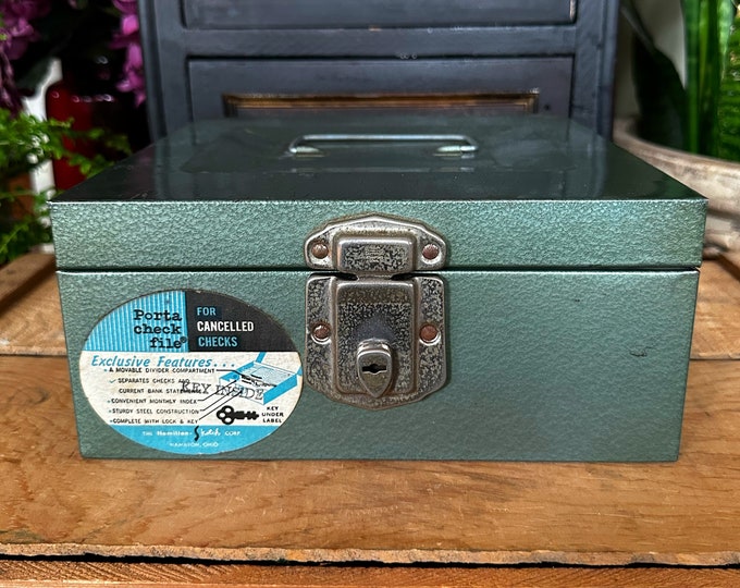 Vintage Metal Lockbox With Key, Cash Box, Vintage Industrial Decor ...