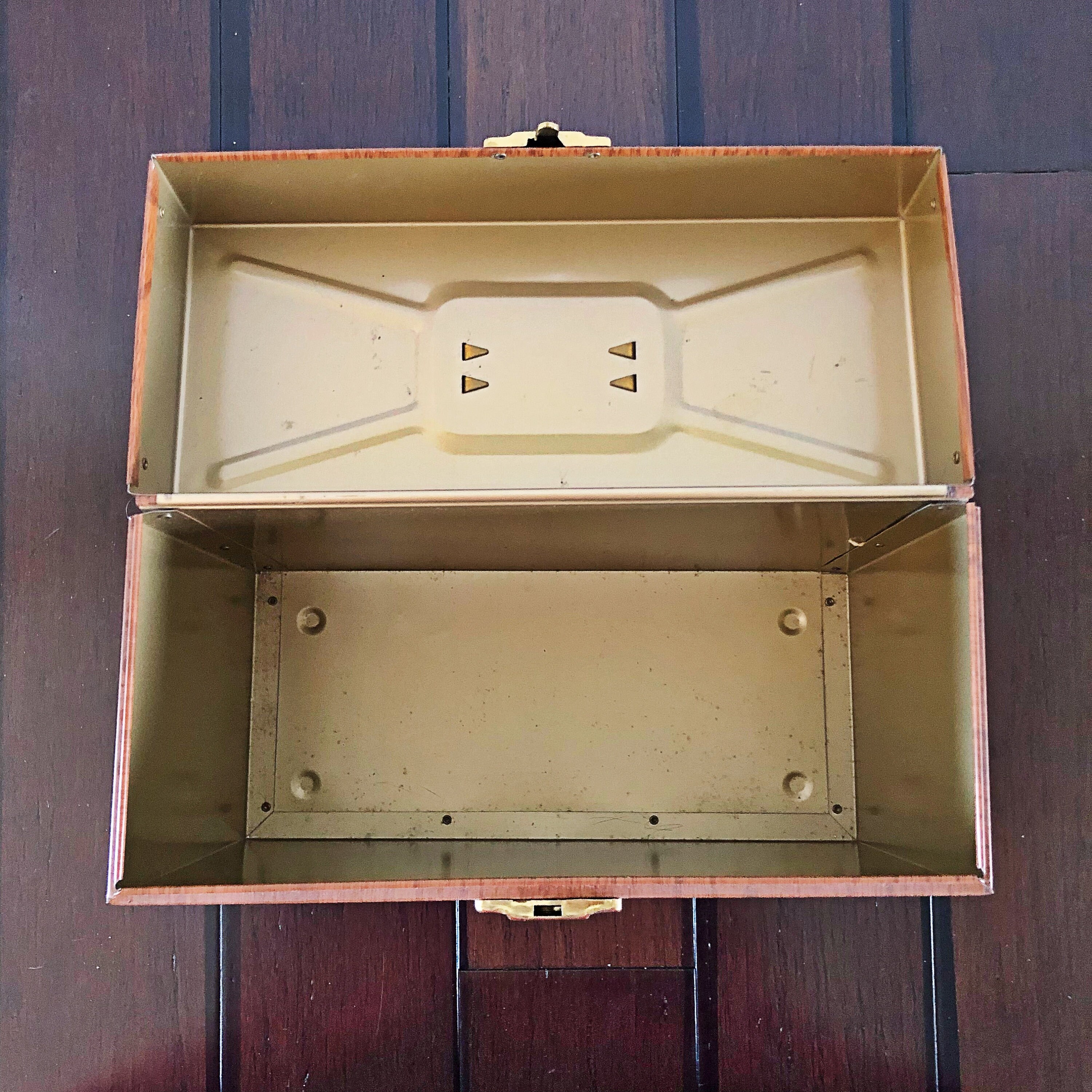 Vintage Metal Storage Box Faux Wood Finish Metal File Box - Etsy