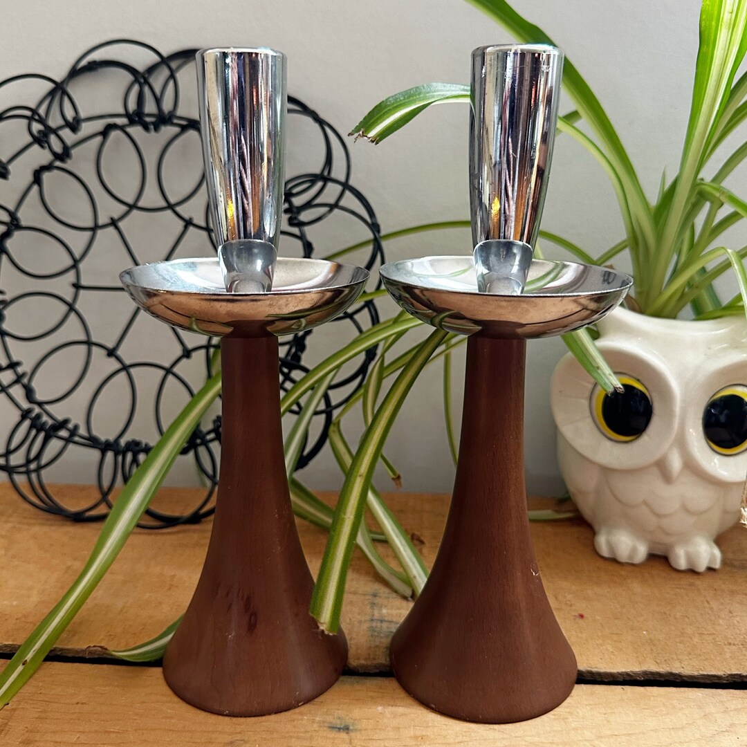 MCM Candle Holders, Vintage Taper Candle Holders, 1950's Decor - Etsy