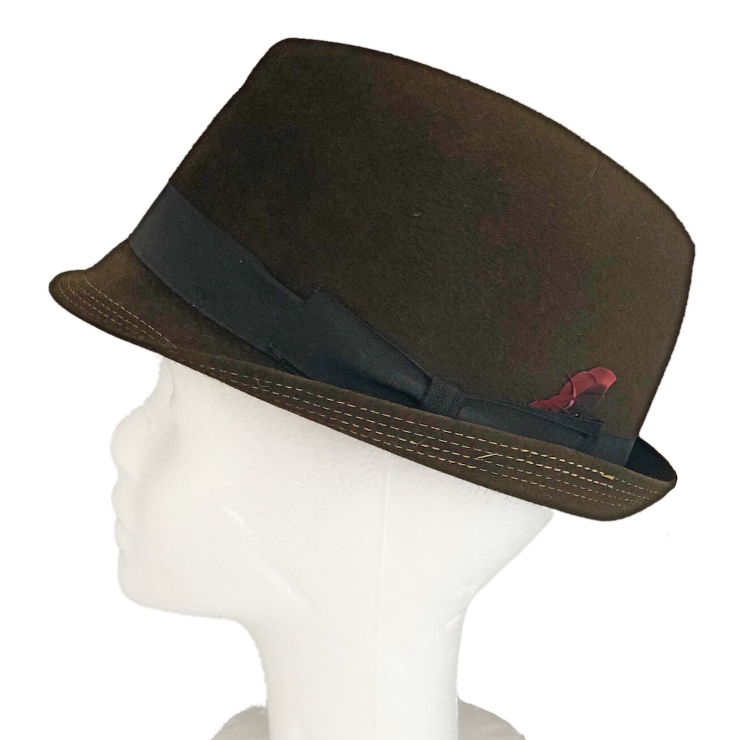 Vintage Men's Fedora, 1950's Menswear, Black Olive Color Felt Hat, Made ...