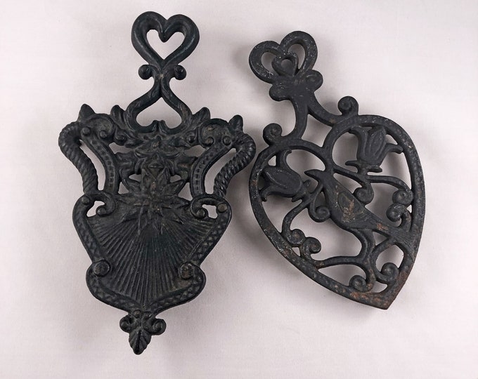 Vintage Cast Iron Trivets From the 1940's, Distelfink Bird/heart ...