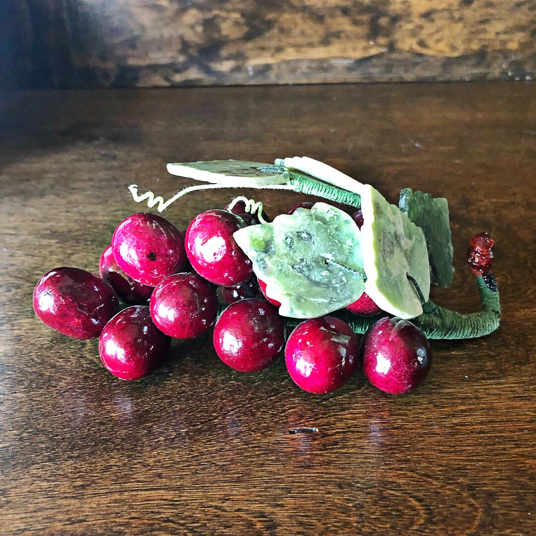 Vintage Stone Grape Cluster, Purple Grapes, Mid Century Home Decor ...