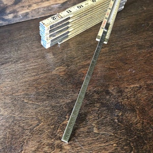 Vintage Folding Ruler, Yellow Extension Wood Ruler, Brass Sliding ...