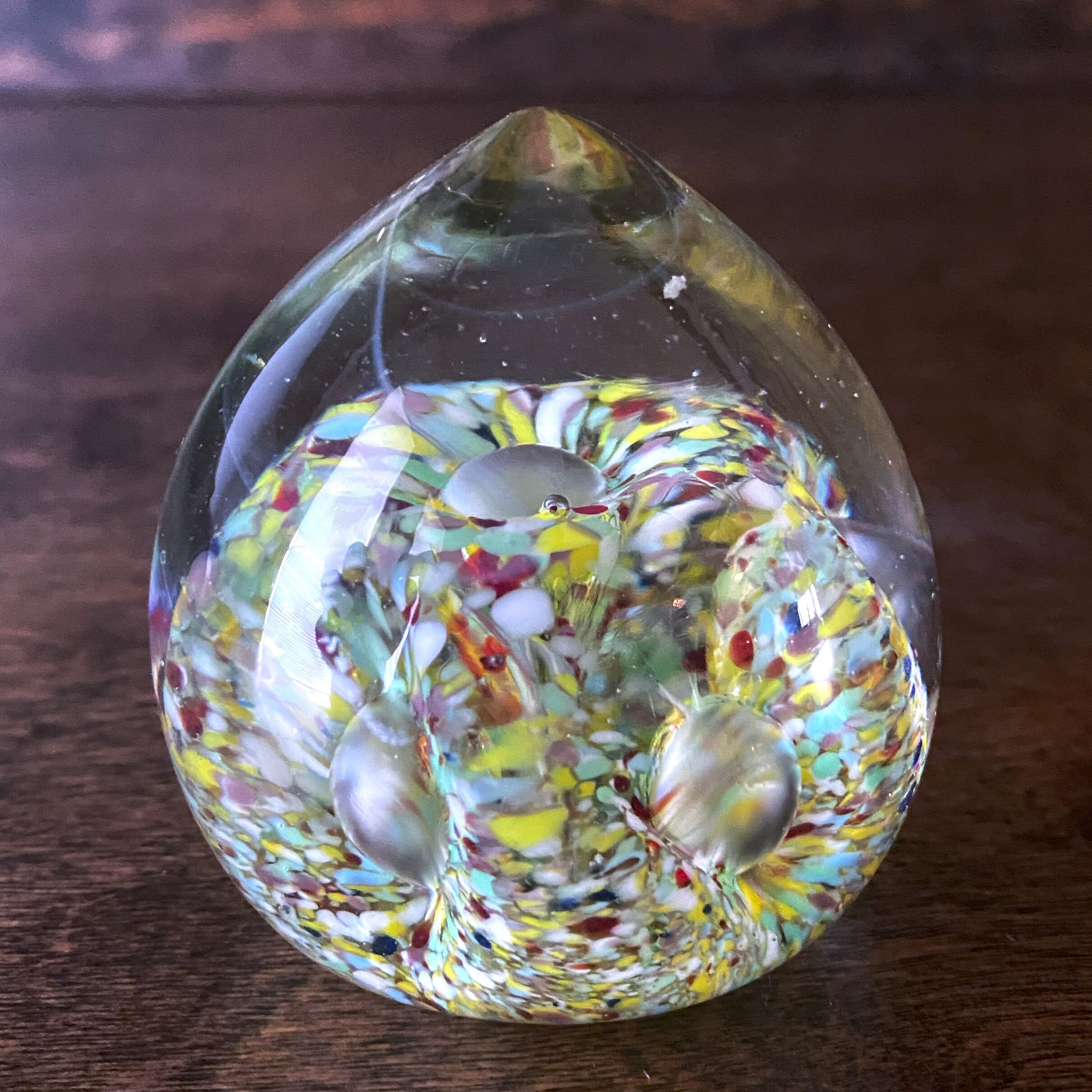 Vintage glass paperweight multicolored teardrop shape | Etsy