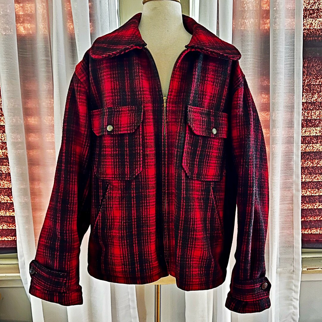 Vintage Woolrich Hunting Jacket, 1950's Wool Plaid Coat, Size 44, 545 ...