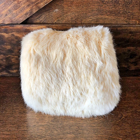Vintage child's muff white rabbit fur hand warmer | Etsy