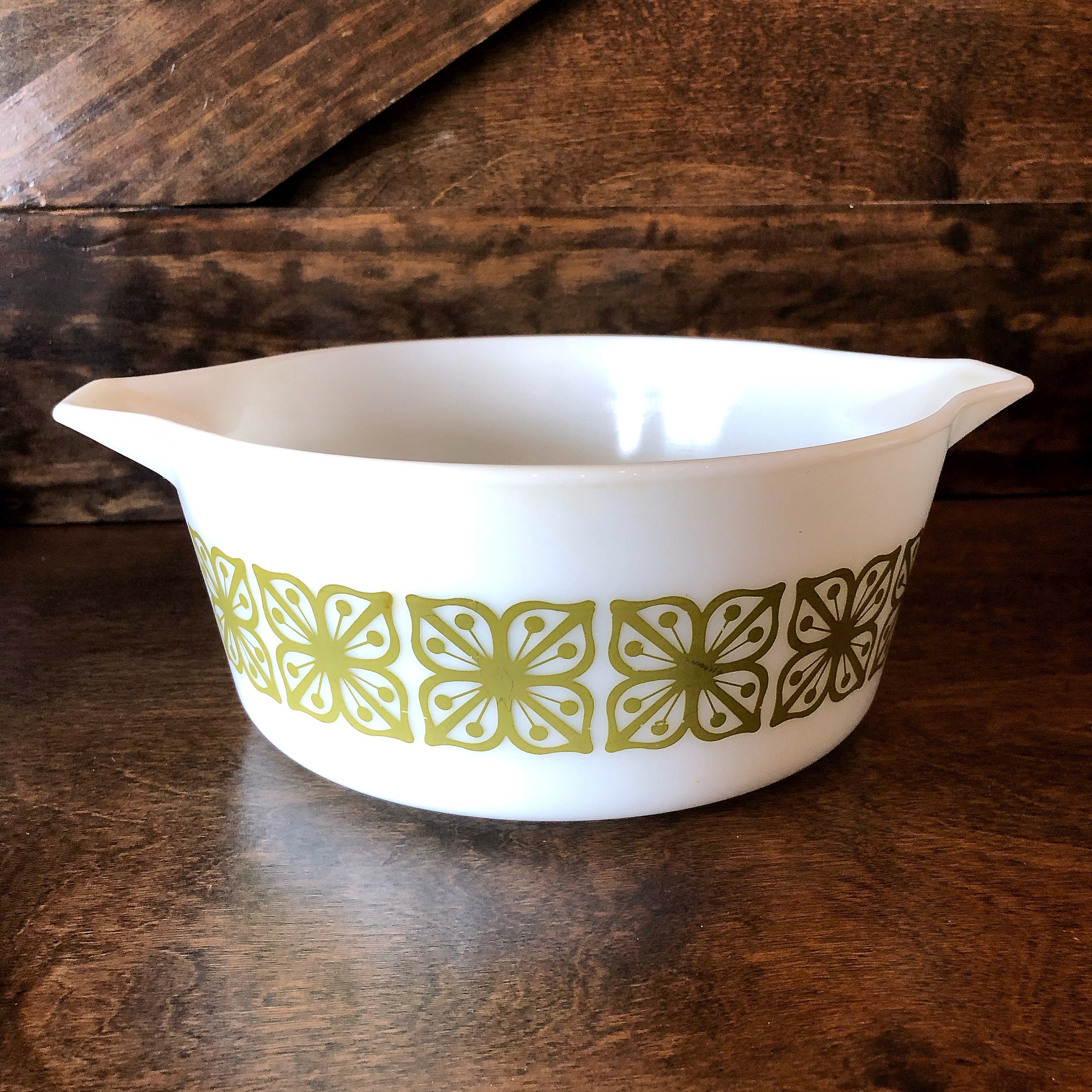 Vintage Pyrex Autumn Floral verde Pattern Avocado Green on - Etsy Sweden
