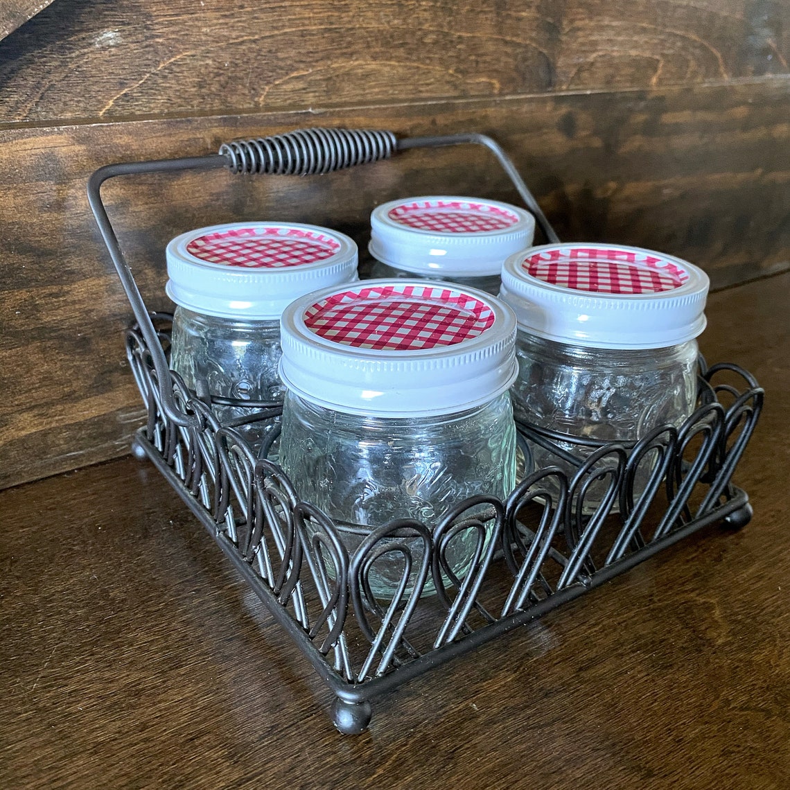 Vintage Condiment Caddy and Glass Jars Summer Picnic Set | Etsy