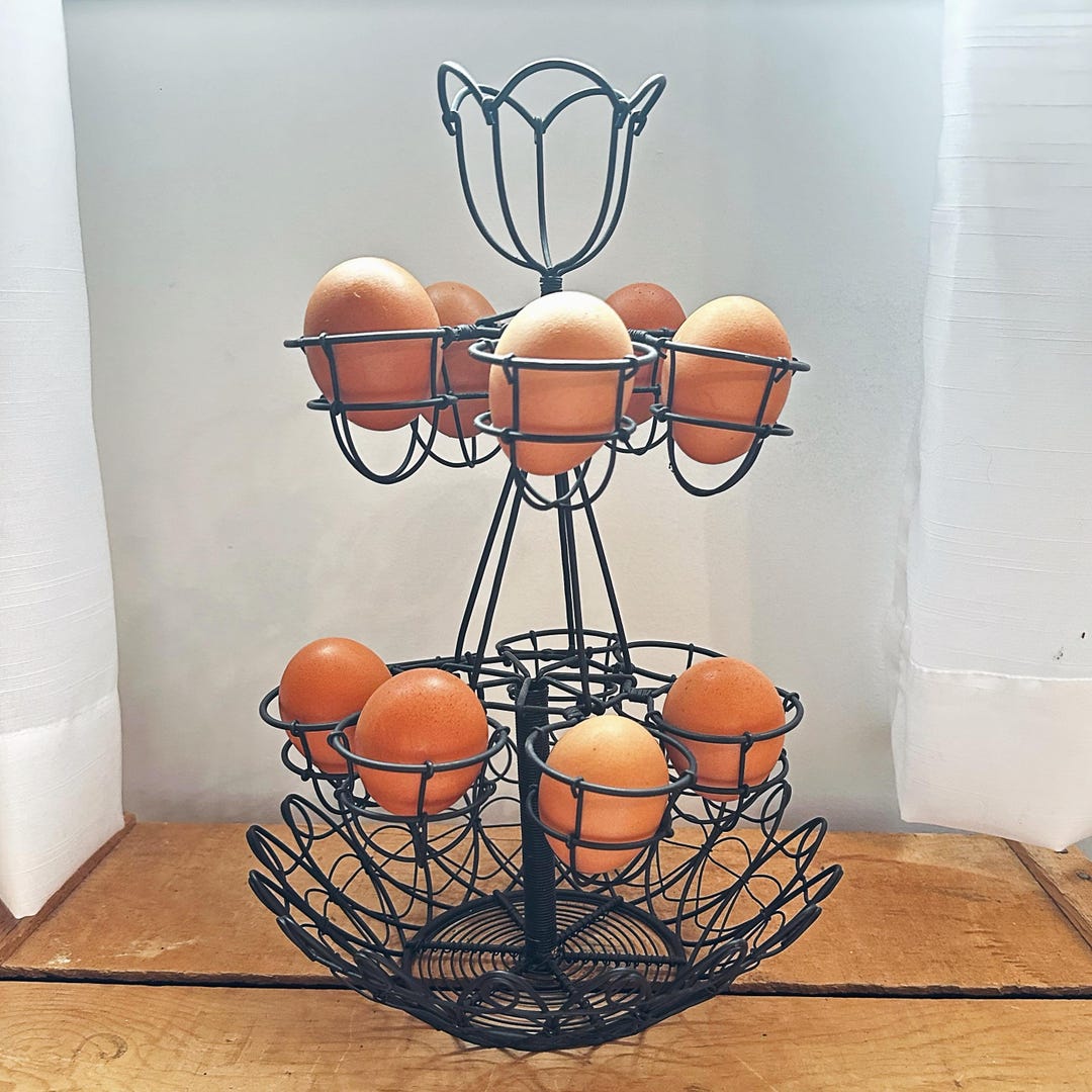 Vintage Wire Egg Rack, Vintage Farmhouse Kitchen, Rustic Kitchen Decor ...
