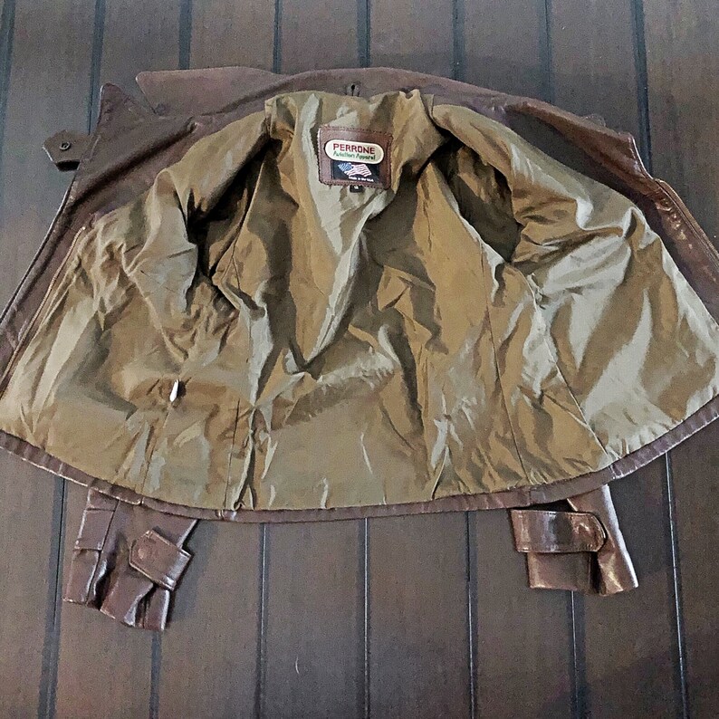 Vintage Ladies Aviator, Bomber Jacket, Brown Leather by Perrone, Flight ...