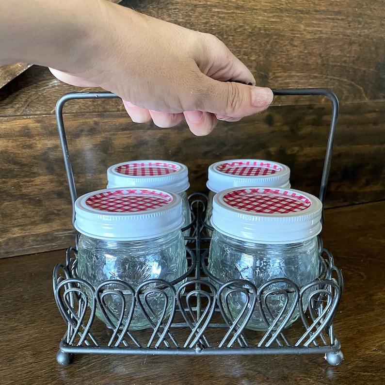 Vintage Condiment Caddy and Glass Jars Summer Picnic Set | Etsy