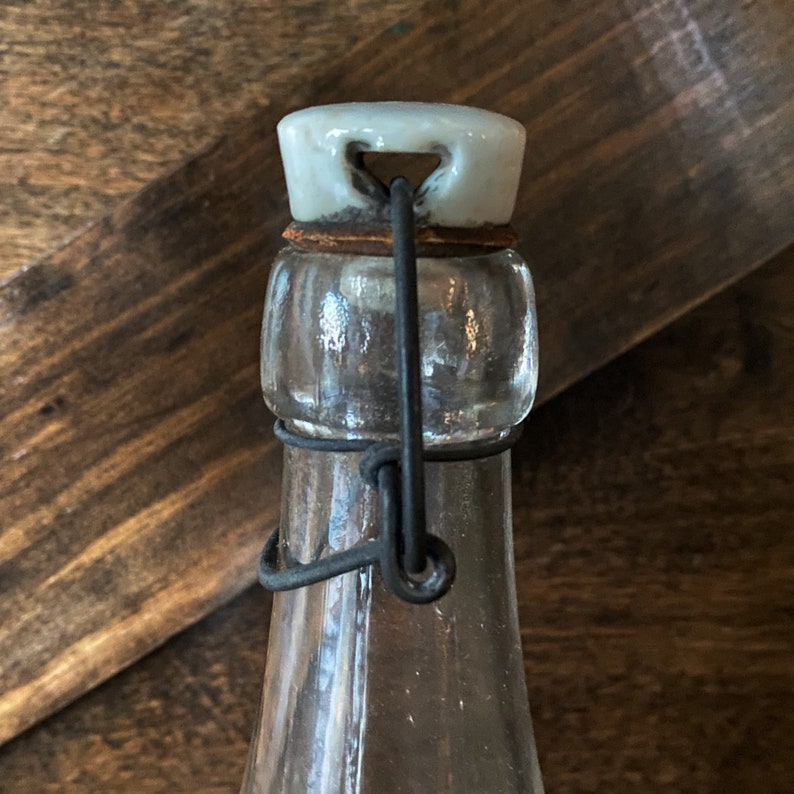 Antique Glass Bottle With Porcelain Top and Metal Bail Hutter - Etsy