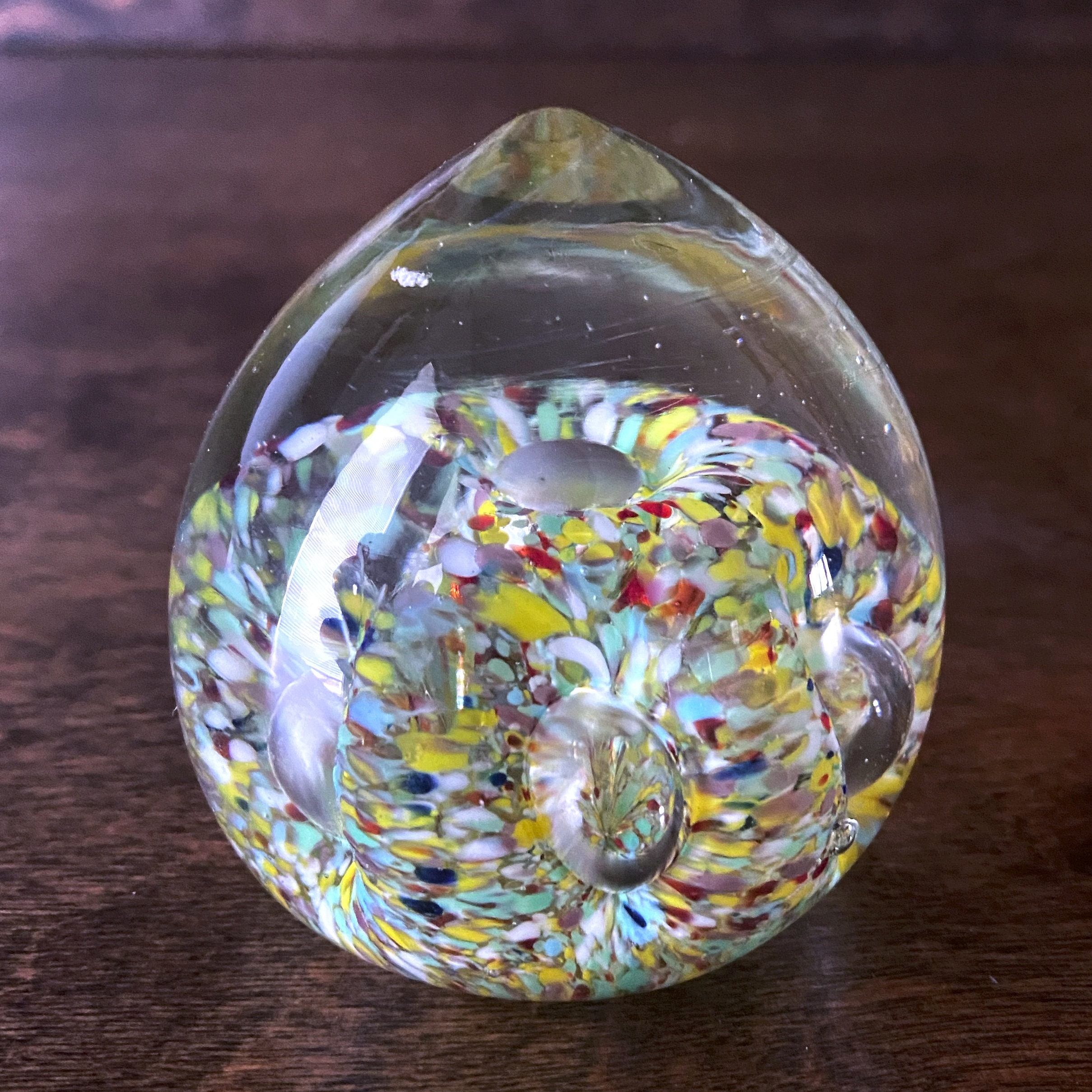 Vintage Glass Paperweight, Multicolored, Teardrop Shape, Vintage ...