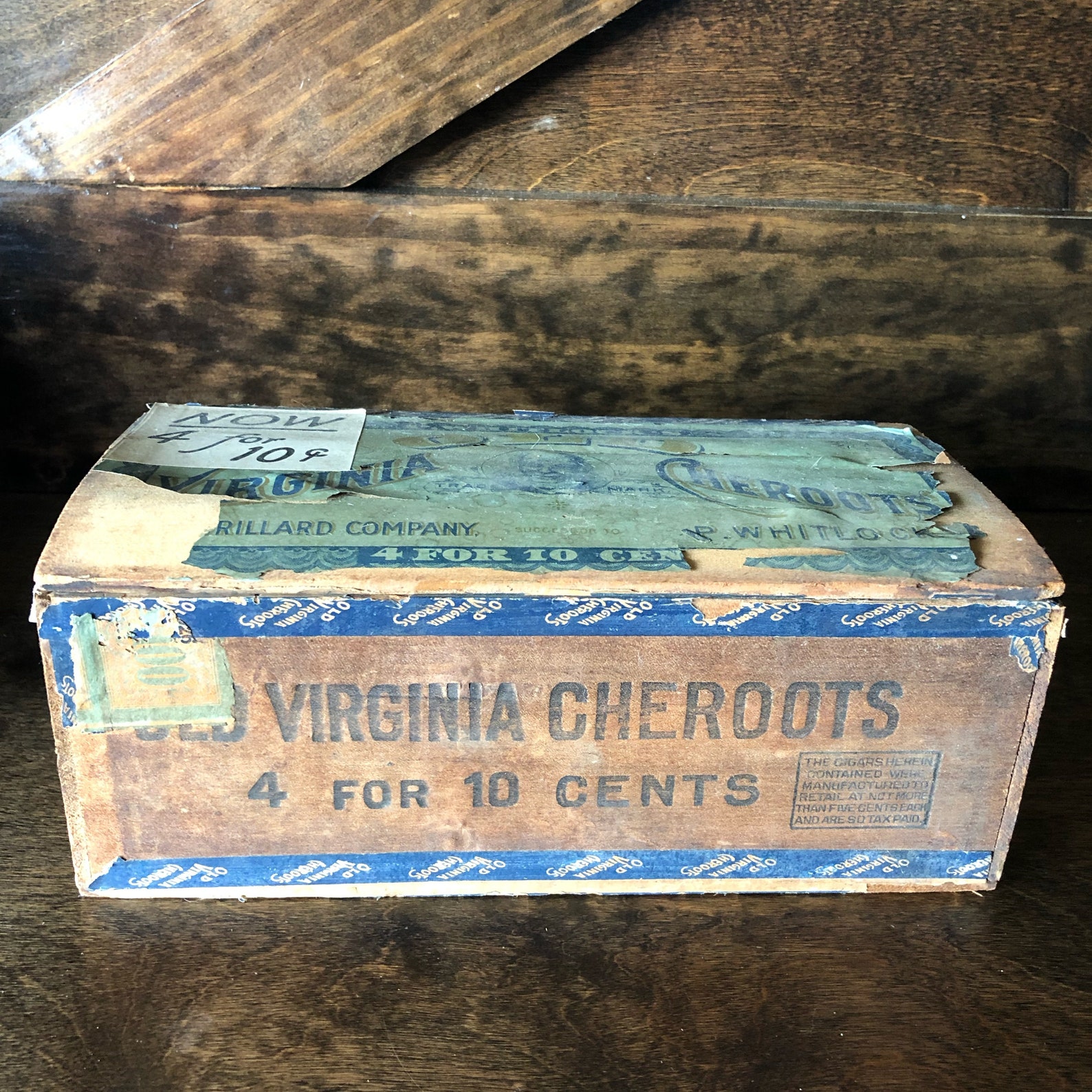Antique Old Virginia Cheroots Wood Cigar Box 1917 Tobacco - Etsy
