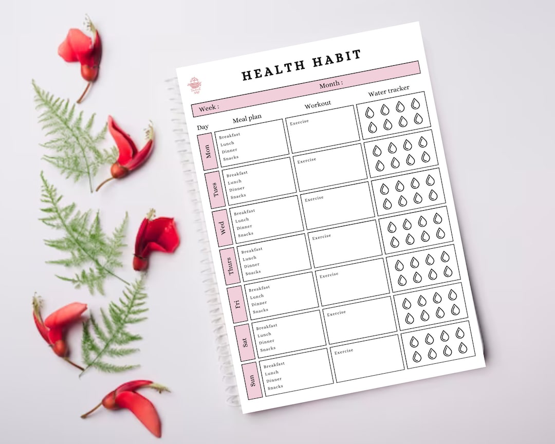 Printable Health Habit Tracker, Health Tracking PDF, Meal Planner ...