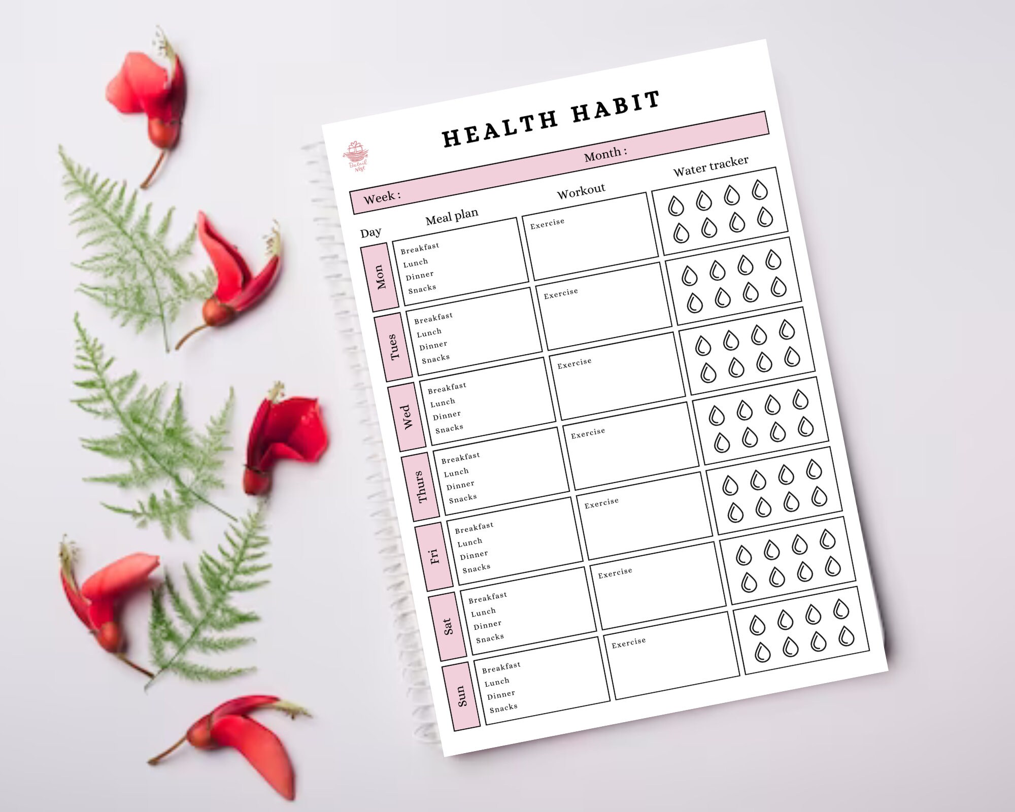 Printable Health Habit Tracker, Health Tracking PDF, Meal Planner ...