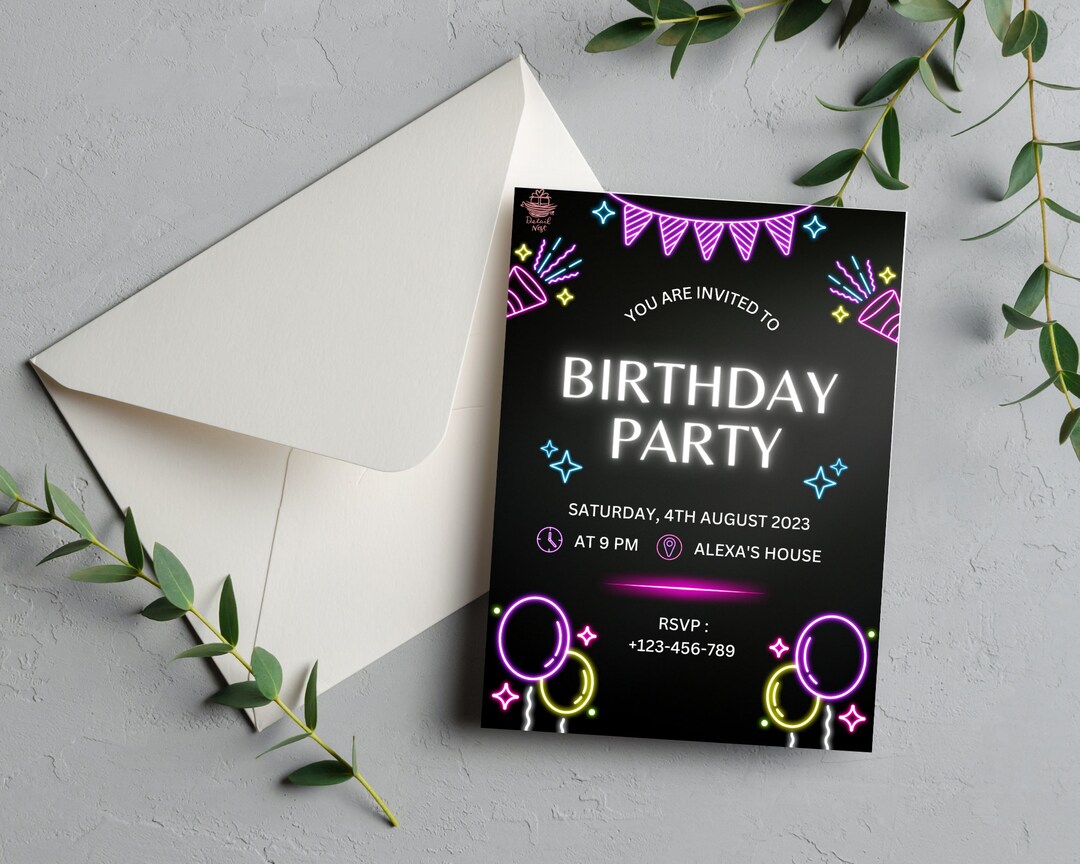 Birthday Invitation Template, Printable Birthday Invite Card, Digital ...