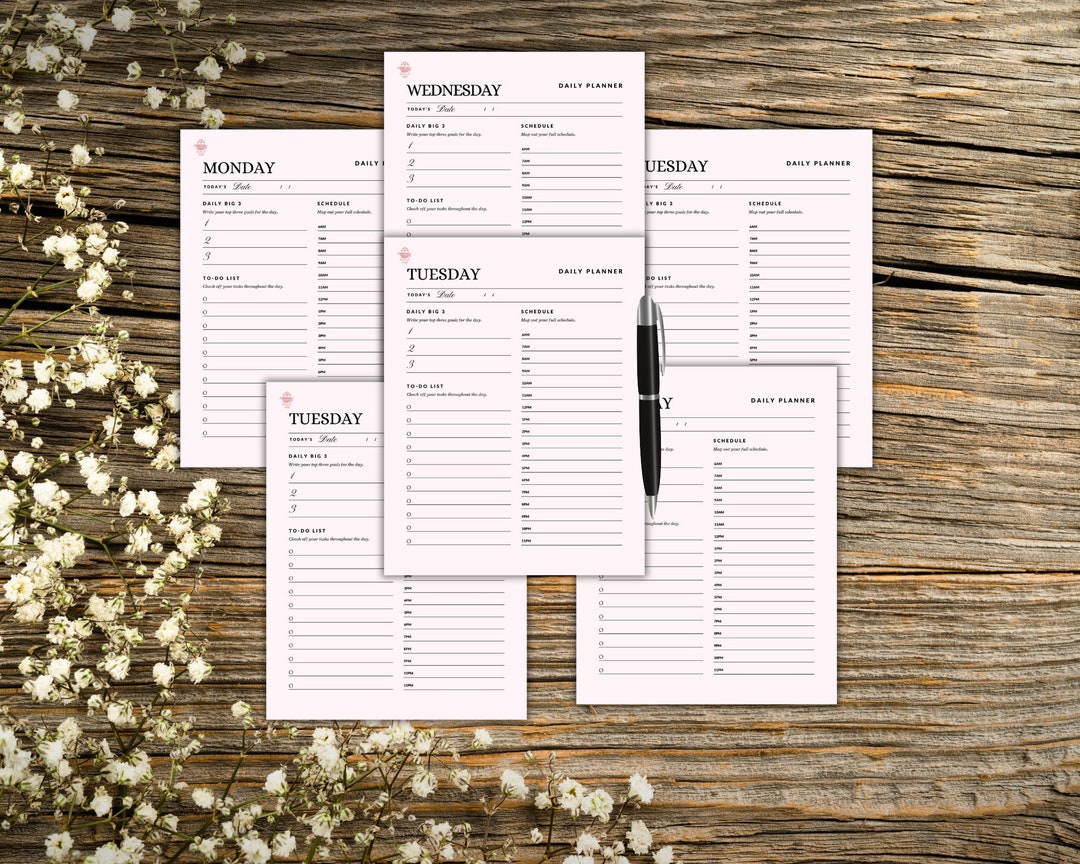 24 Hour Daily Planner Printable, Hourly Planner, Weekly Planner ...