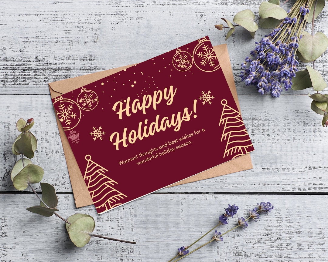 Cute Printable Holiday Card Template, Greeting Card, Holiday Template ...