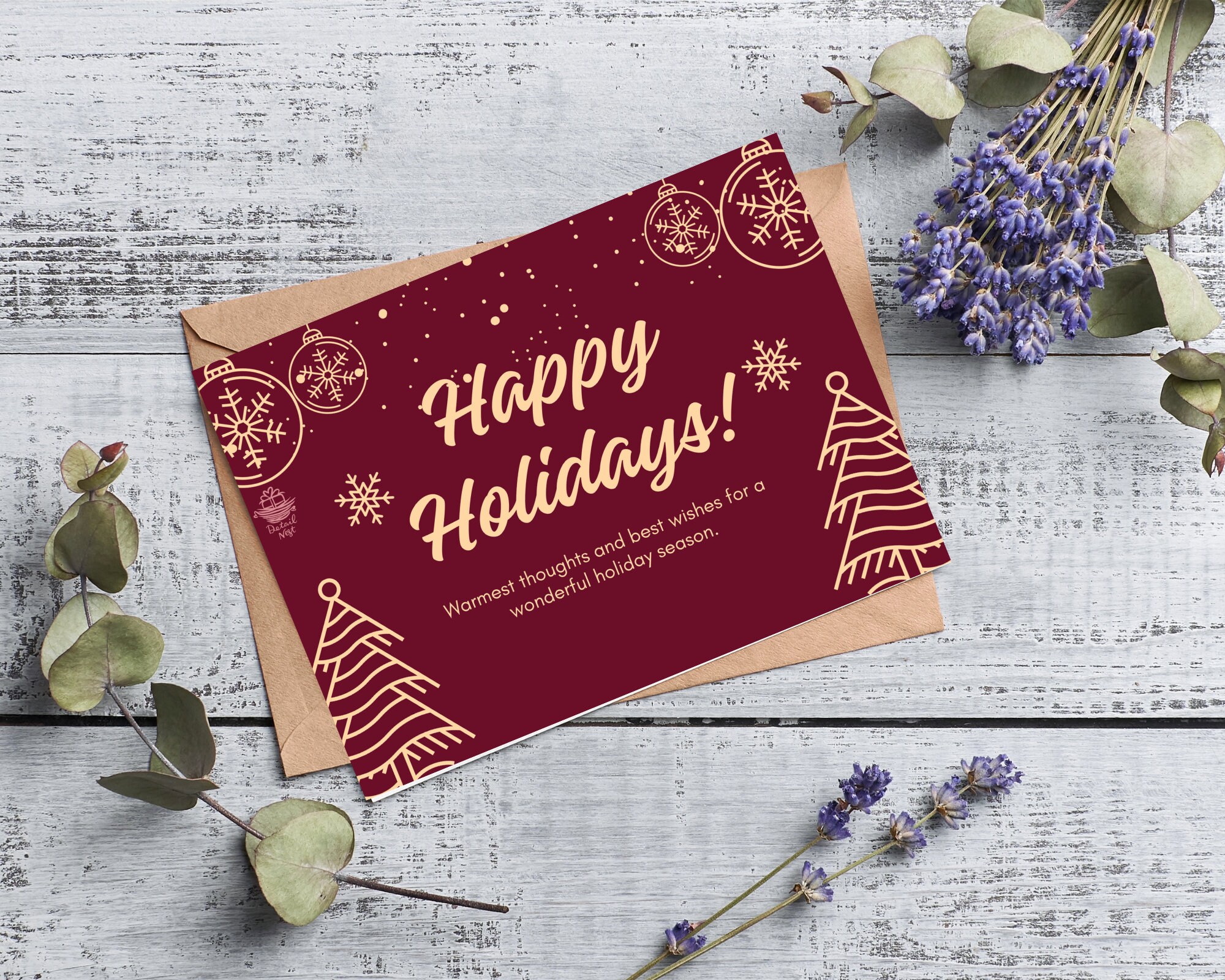 Cute Printable Holiday Card Template, Greeting Card, Holiday Template ...