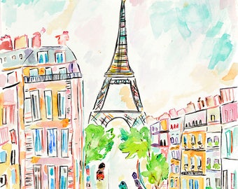 Paris watercolor | Etsy