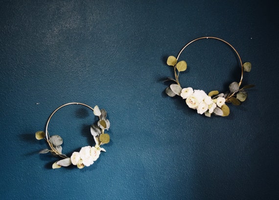 Bohemian off White Rose and Eucalyptus Nursery Floral Hoop - Etsy