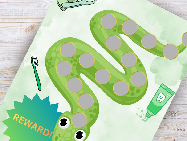 Snake Tooth Brushing Reward Chart | Kids Toothbrush Routine, Dental ...