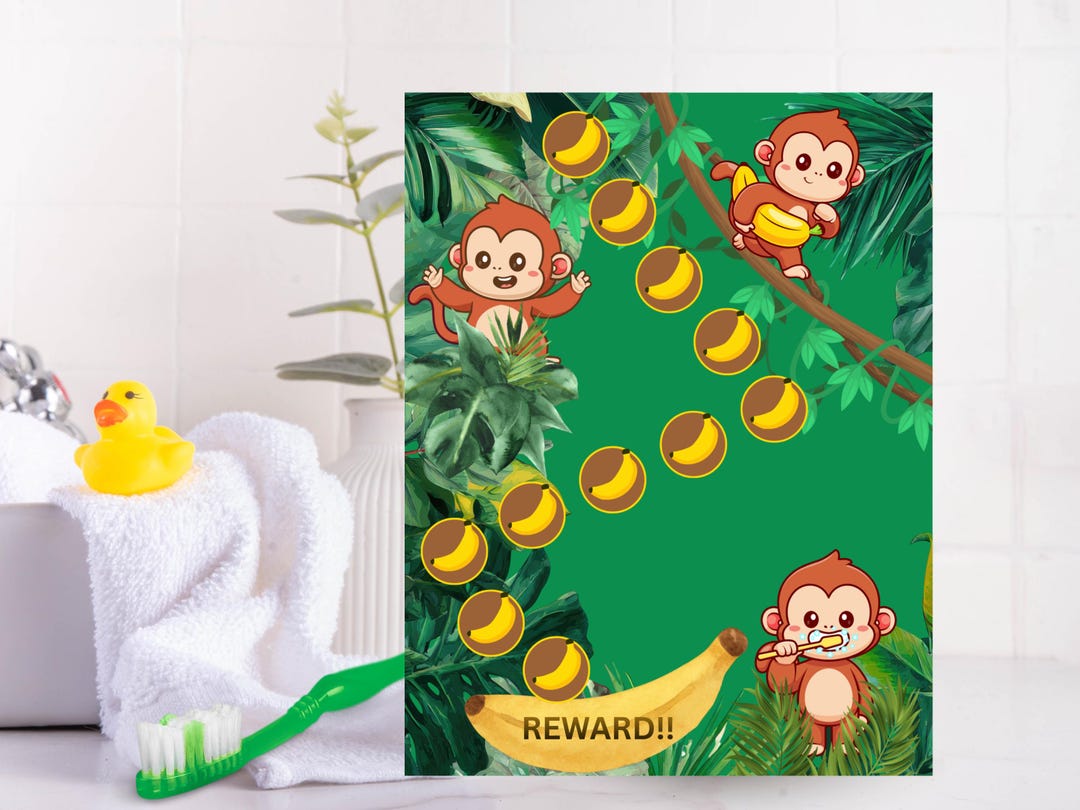 Monkey Tooth Brushing Reward Chart | Kids Dental Hygiene Tracker ...