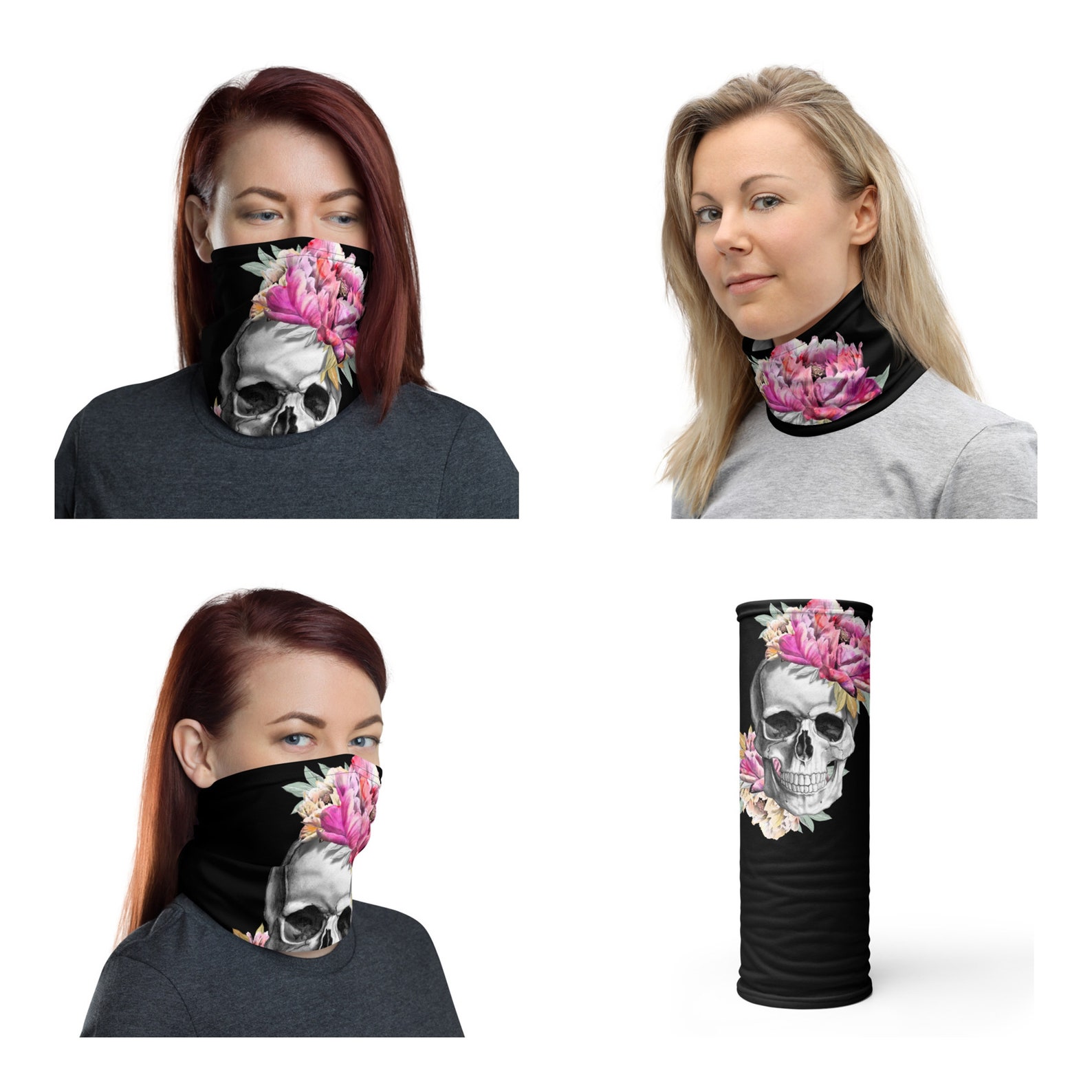 Skull Neck Gaiter Skull Neck Gaiter Black Face Cover Dust Cover Bandana ...