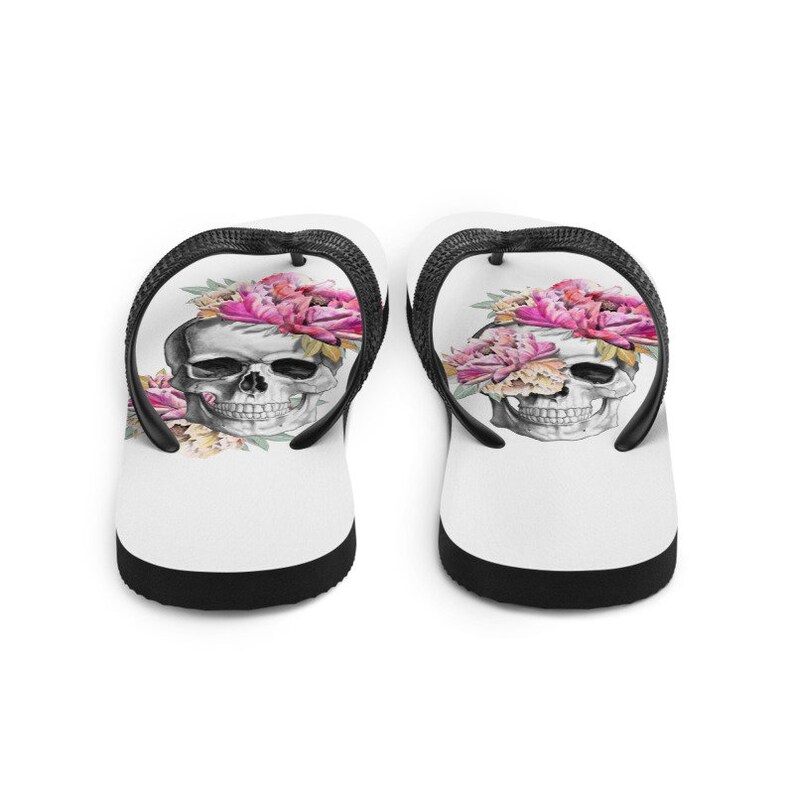 Skull Flip-flops Roses and Skulls Flip Flops Skulls Print Flip-flops ...