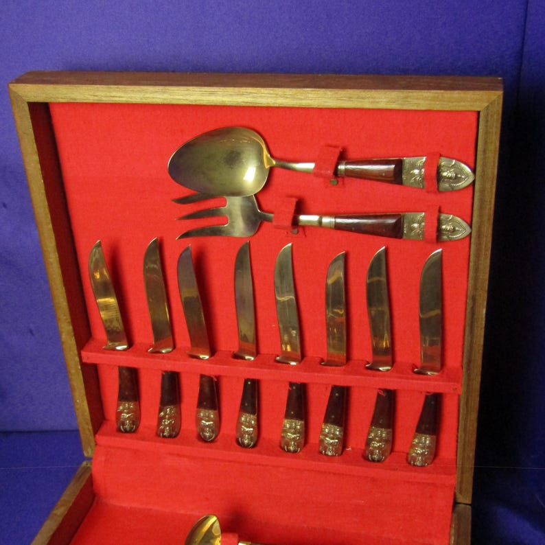Antique Thai Brass Flatware Set (29 Pc) - Etsy