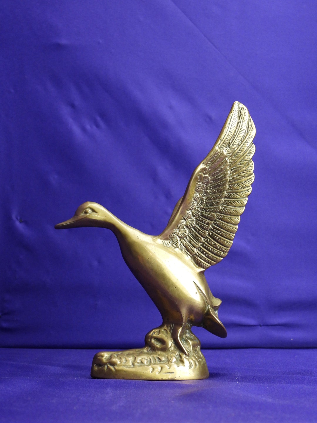 Vintage Brass Flying Duck Statue - Etsy