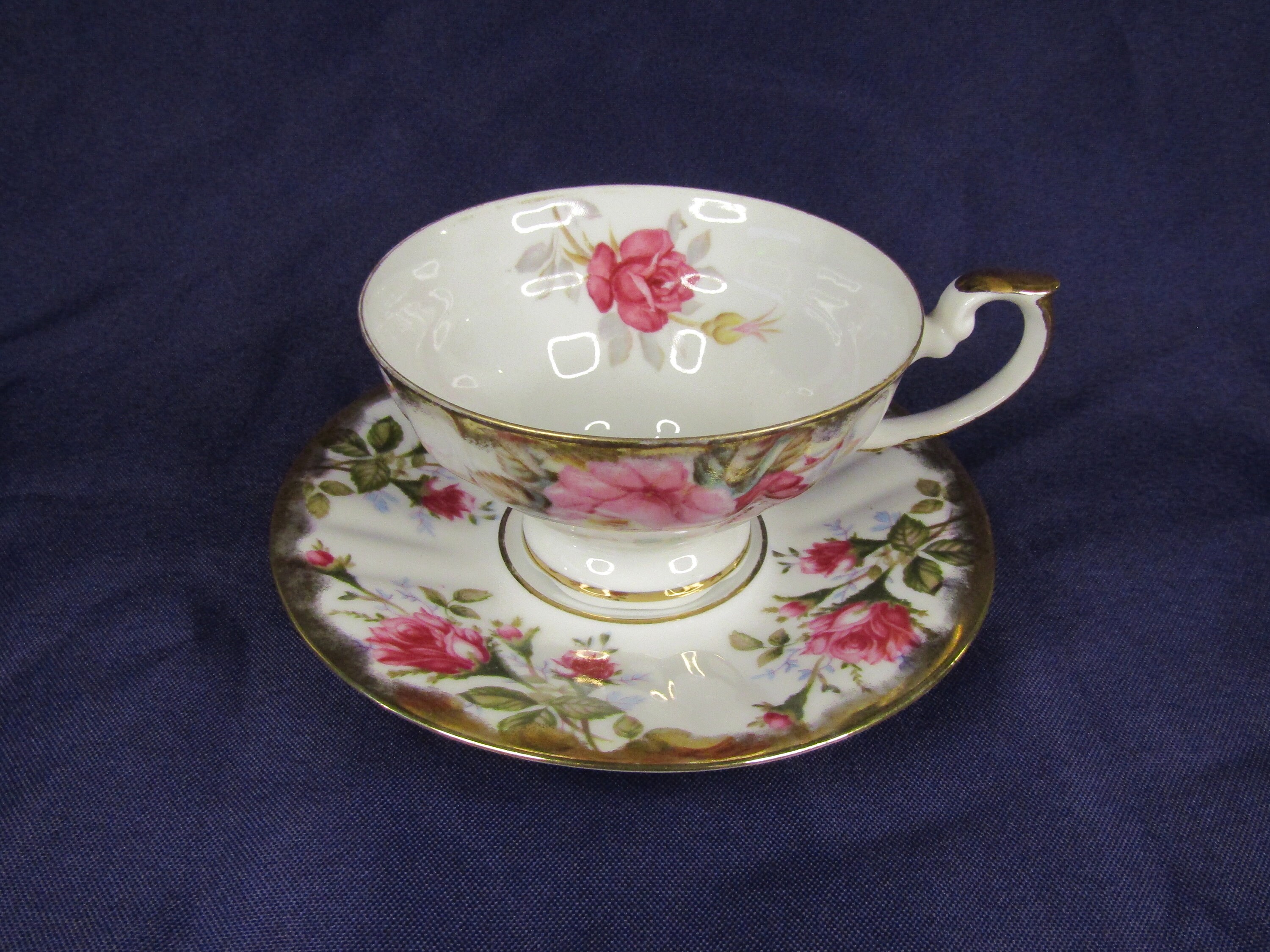 Shafford, Fine Bone China- Footed Tea Cup and Saucer, Hand Painted ...