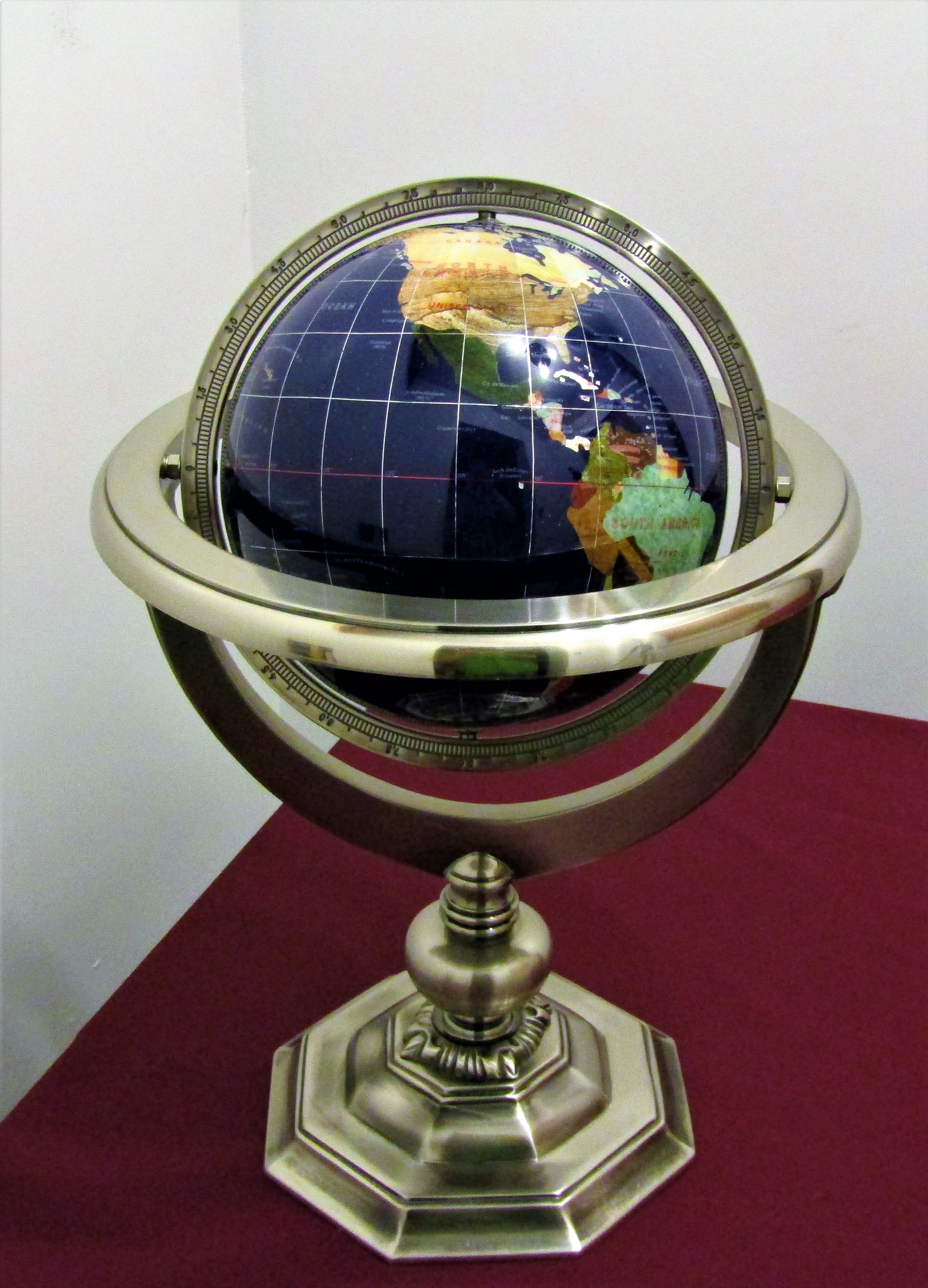 Alexander Kalifano-Blue Lapis Gemstone Globe With Antique Silver Stand