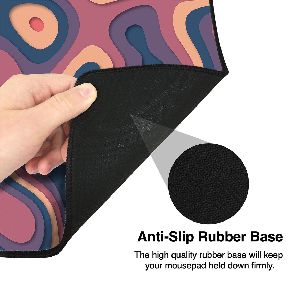 Abstract Fluid Depth Effect Mouse Pad, Multicolor Pink/purple, Non-slip ...